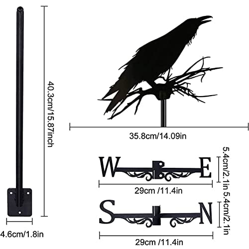 Farmhouse Weathervane Cast Iron Bird And Flower Water Flea Wind Vane ...