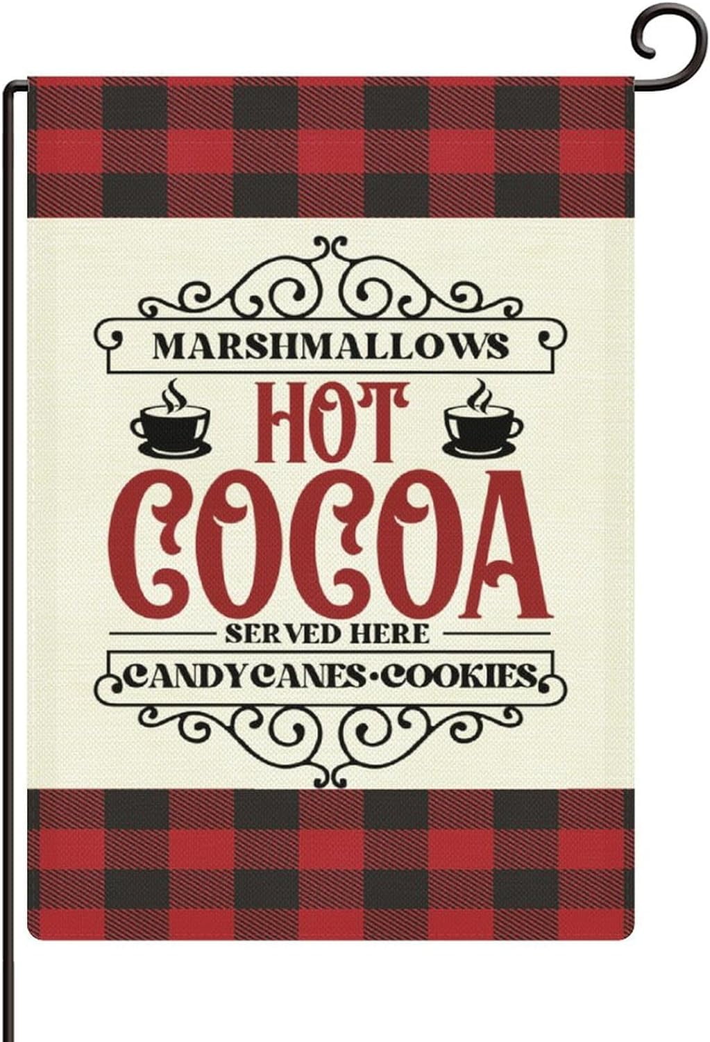 Farmhouse Welcome Flag Hot Cocoa Marshmallow Candy Canes Cookies Served ...