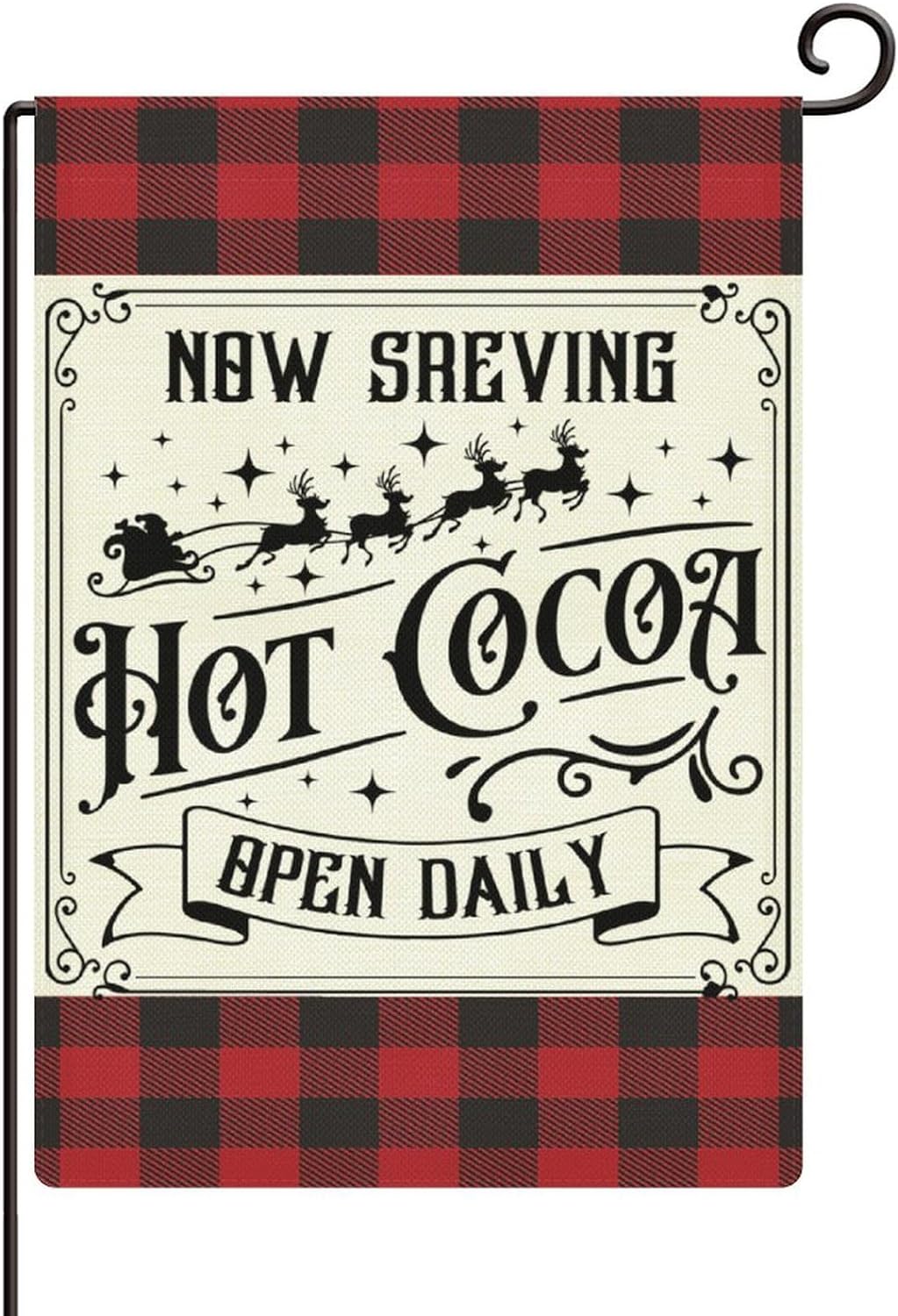 Farmhouse Welcome Flag Now Serving Hot Cocoa Open Daily Garden Flag ...