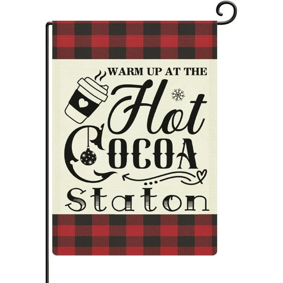 Farmhouse Welcome Flag Warm Up at The Hot Cocoa Station Garden Flag ...