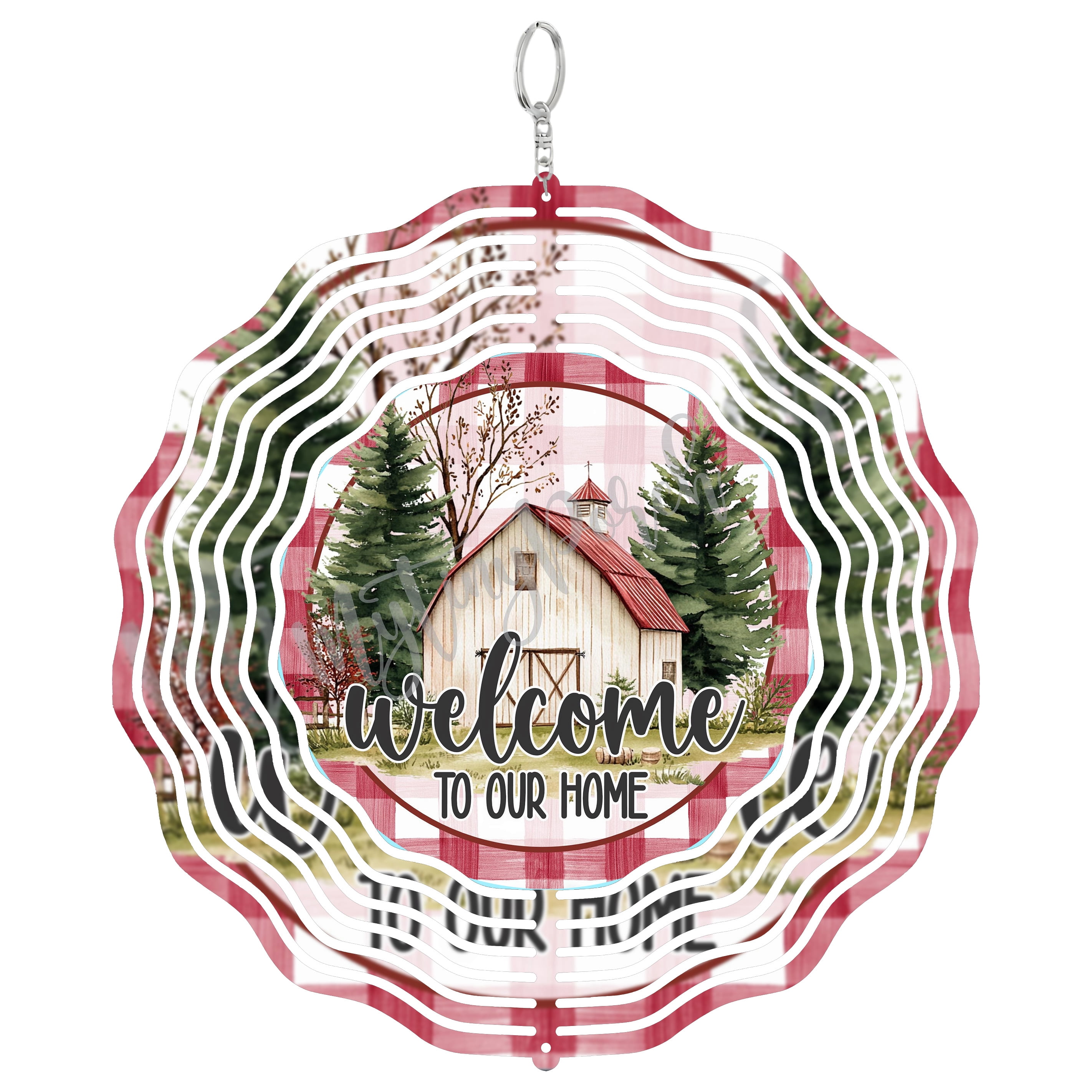 Farmhouse Welcome Red Barn 3D Wind Spinner, Rustic Country Home Decor ...