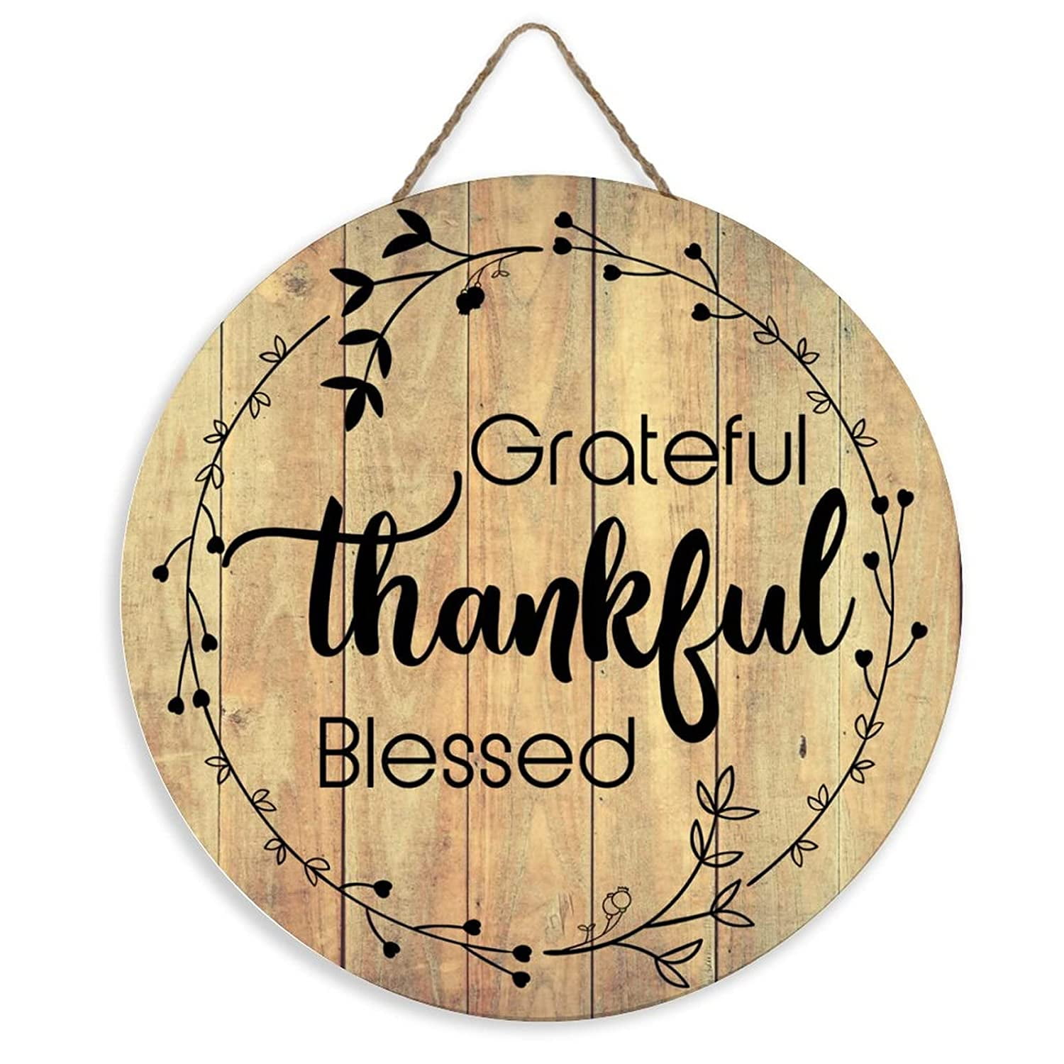 Farmhouse Welcome Sign Grateful Thankful Blessed Front Door Sign Rustic ...