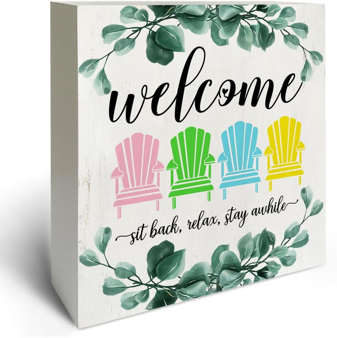 Farmhouse Welcome Sit Back Relax and Stay Awhile Wooden Box Sign ...