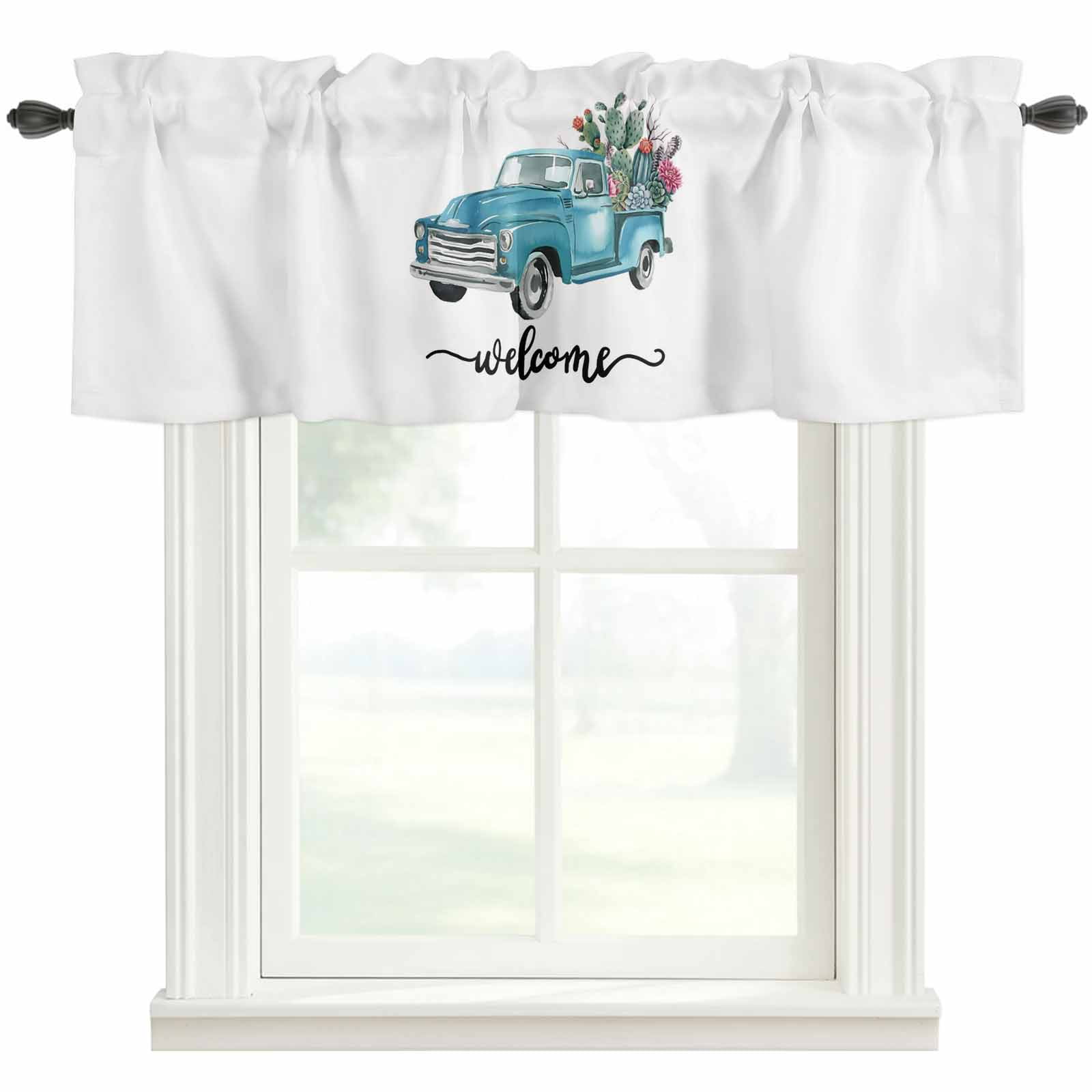 Farmhouse Welcome Valances for Windows Summer Car with Cactus ...