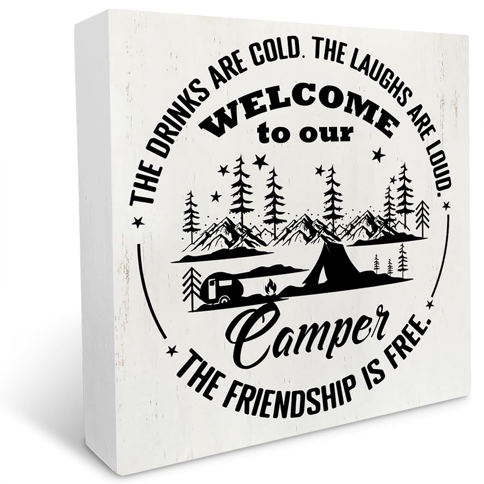 Farmhouse Welcome to Our Camper Wooden Box Sign Artwork Camp Wood ...