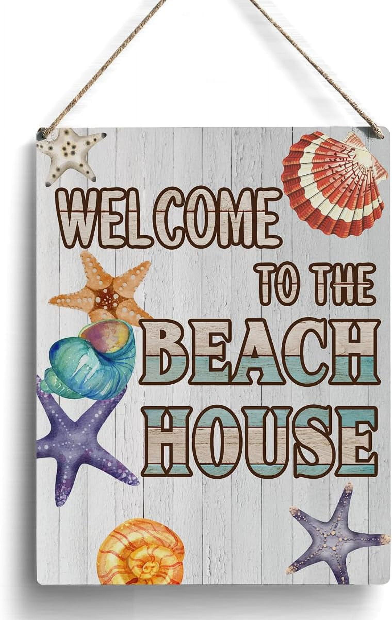 Farmhouse Welcome to the Beach House Wooden Sign Artwork, Summer Beach ...