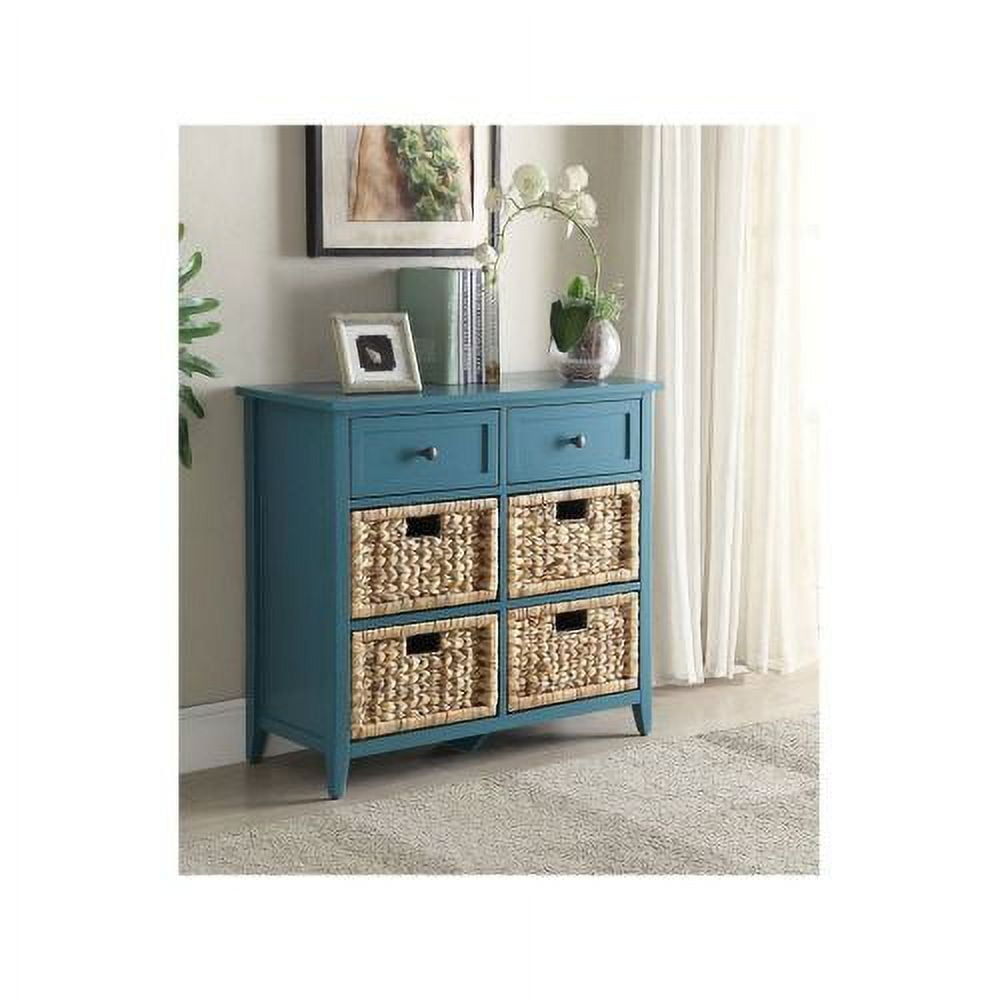 Farmhouse Wicker Baskets Storage Cabinet with 2 Drawers and Aluminum ...