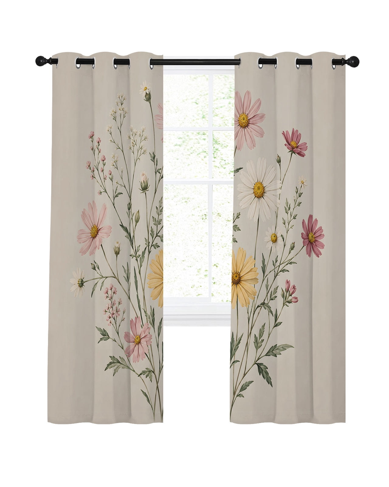 Farmhouse Wildflower Blackout Curtains for Bedroom Living Room ...