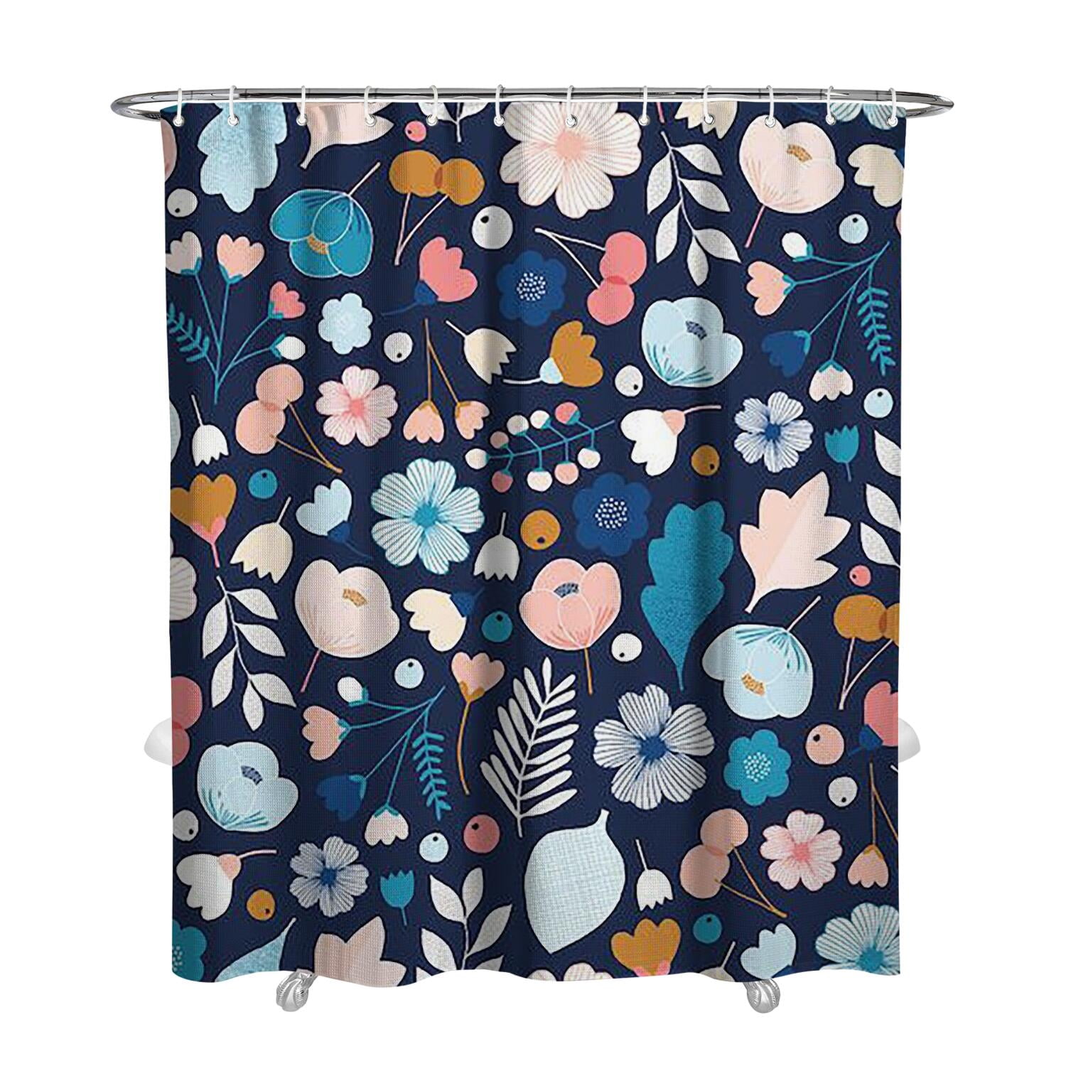 Farmhouse Wildflower Shower Curtain – Watercolor Botanical Print for ...