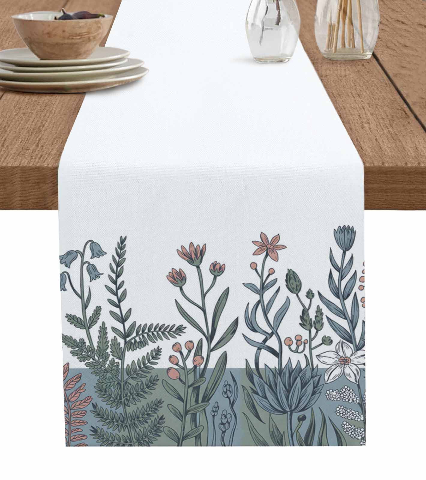 Farmhouse Wildflower Table Runner 36 Inches, Spring Summer Watercolor ...
