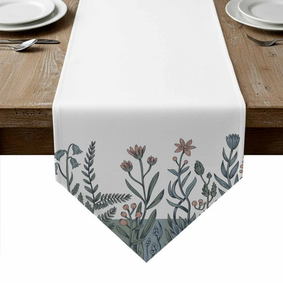 Farmhouse Wildflower Table Runner Linen Burlap Table Runner 36 Inches ...