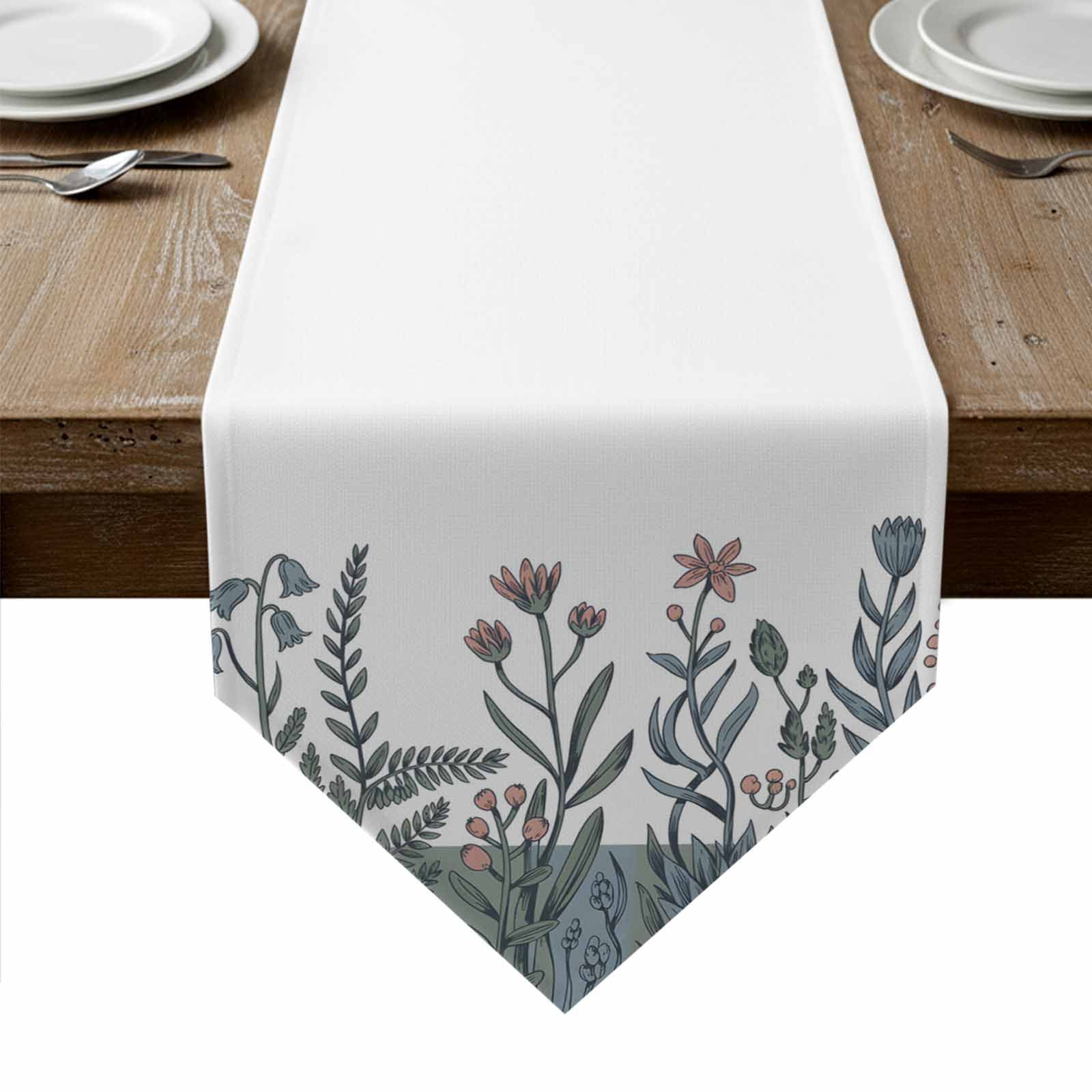 Farmhouse Wildflower Table Runner Linen Burlap Table Runner 72 Inches ...