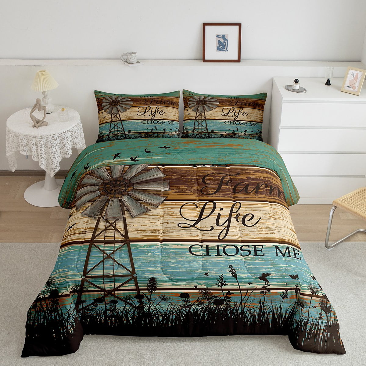 Erosebridal Farmhouse Windmill Bedding Set For Boys, Vintage Rustic ...