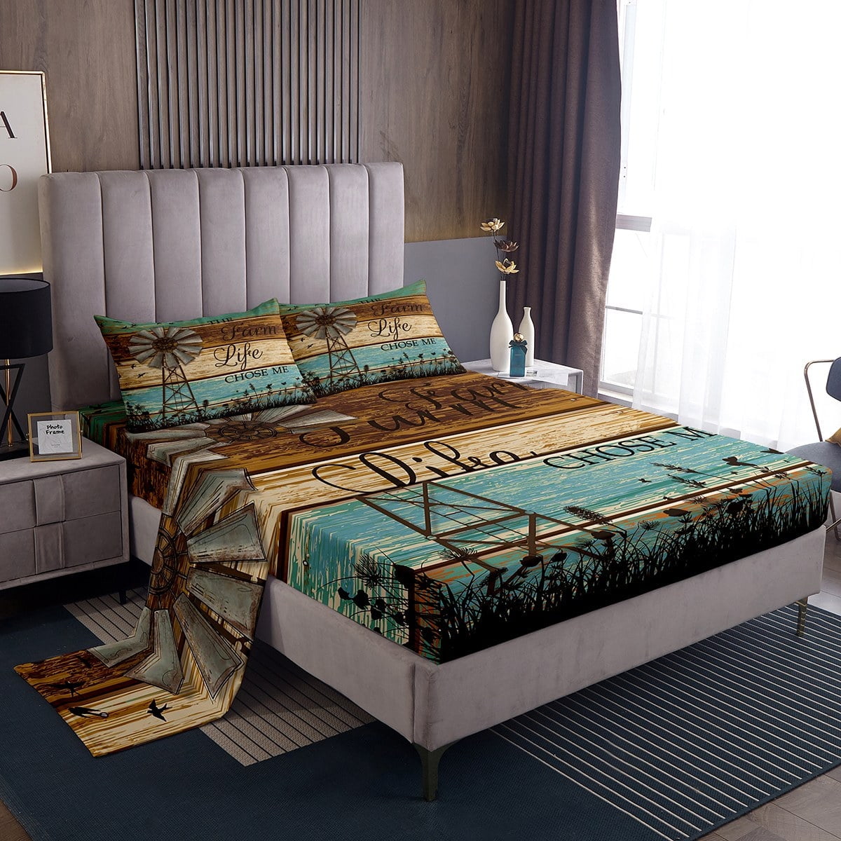 Farmhouse Windmill Sheet Set For Boys, Vintage Rustic Windmill Sheets ...