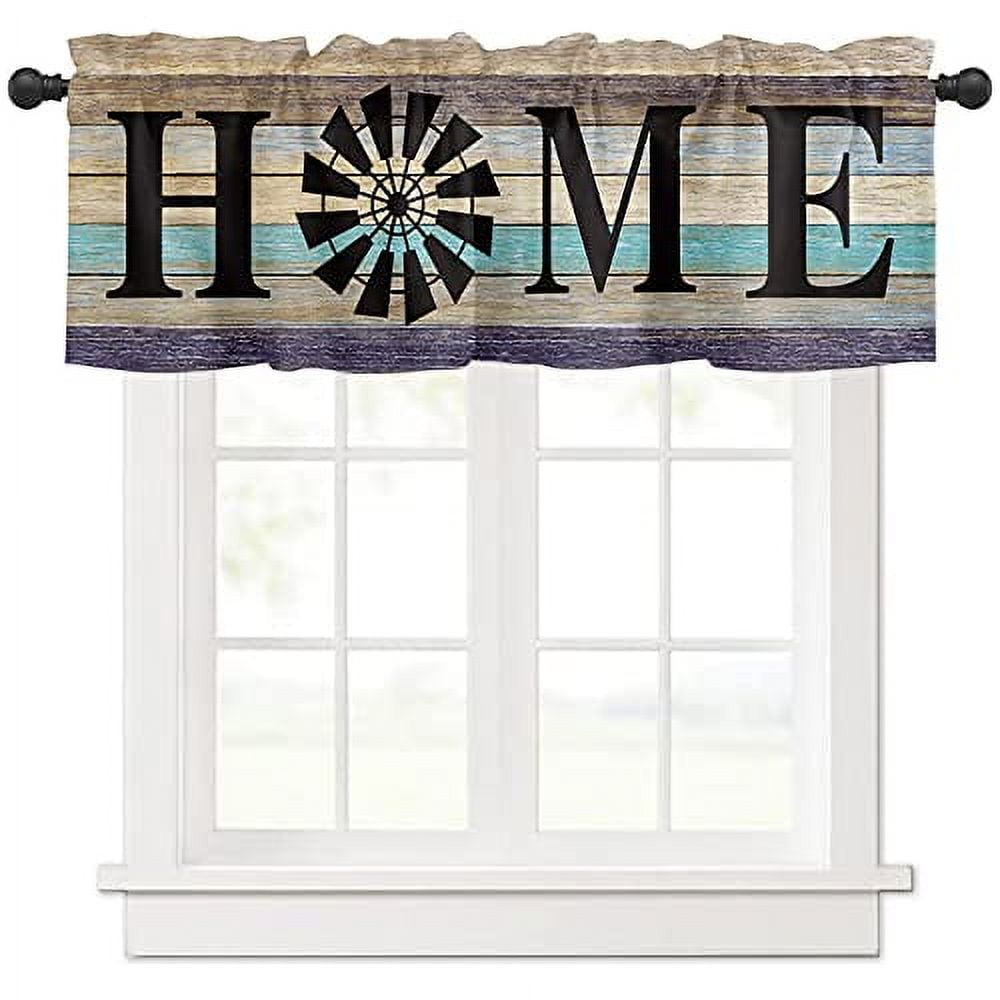 Farmhouse Windmill Windows Valances Curtain Vintage Wooden Kitchen ...