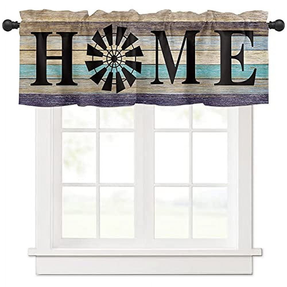 Farmhouse Windmill Windows Valances Curtain Vintage Wooden Kitchen ...
