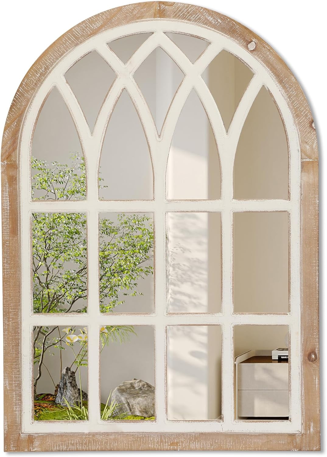 Farmhouse Window Pane Mirror, Large Decorative White Wall Mirror for ...