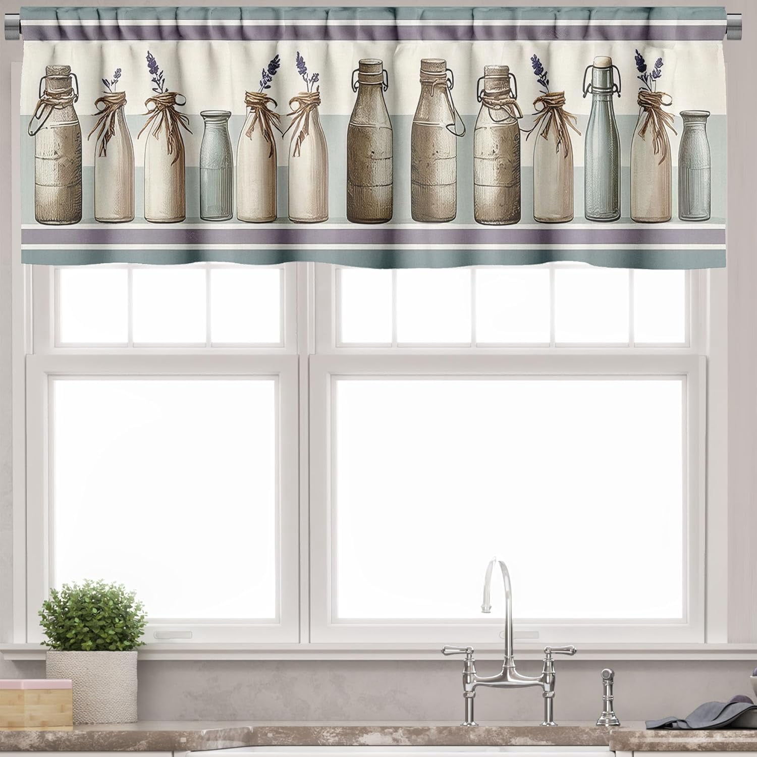 Farmhouse Window Valance, Lavender Ornate Art Cottagecore Illustrations ...