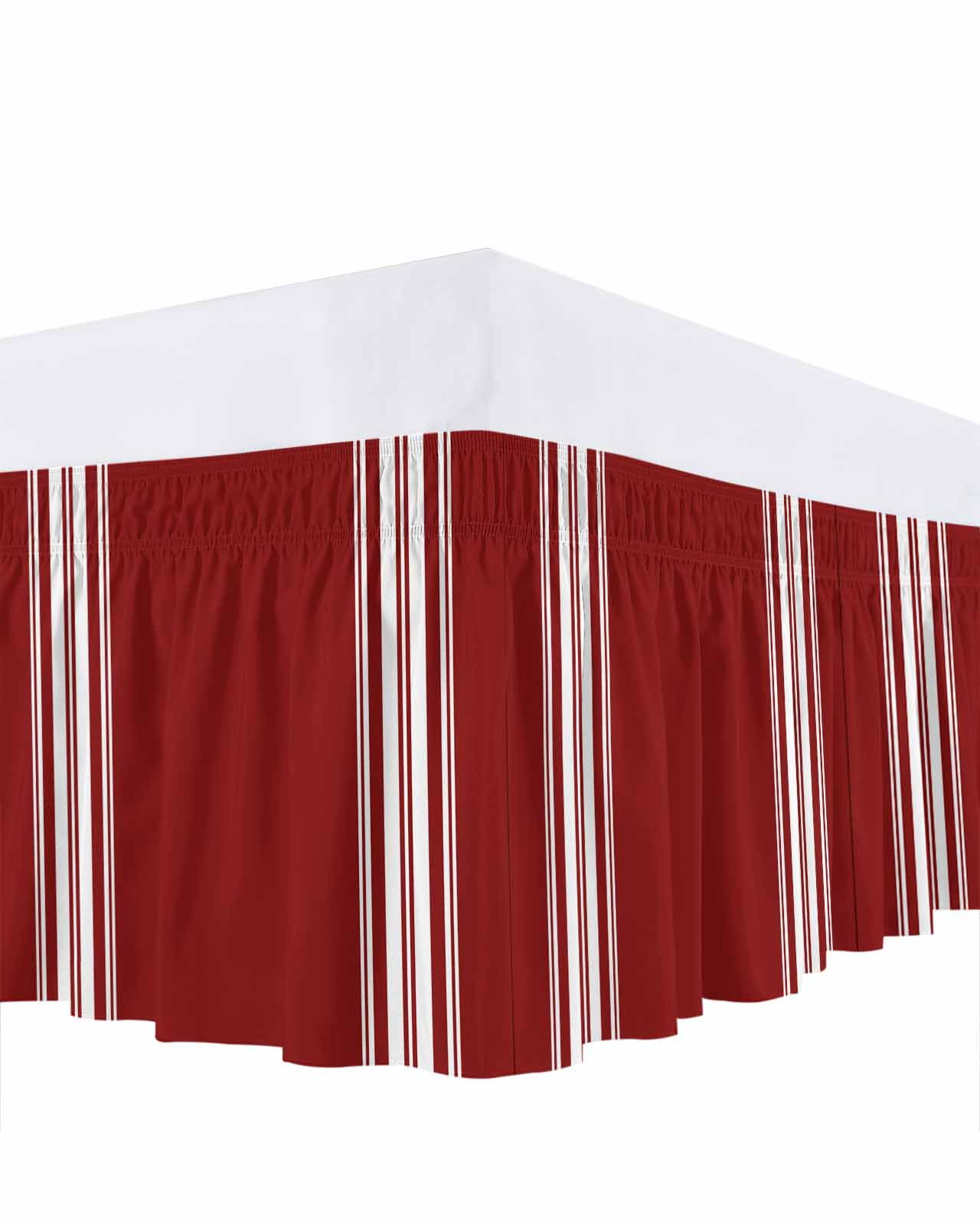 Farmhouse Wine Bed Skirt California King Size 18 Inch Drop, Red White ...