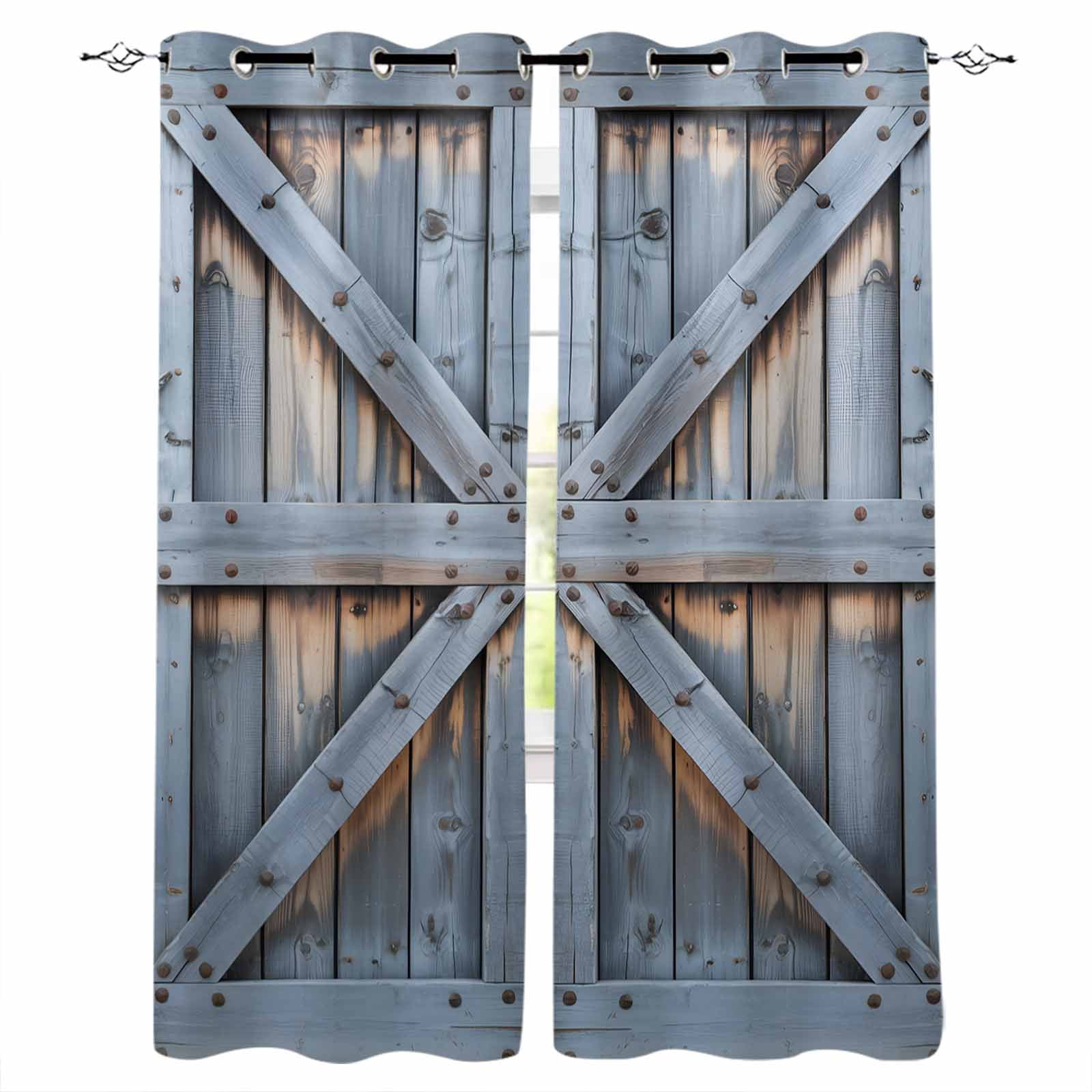 Farmhouse Wood Grain Blackout Curtains for Bedroom Living Room ...