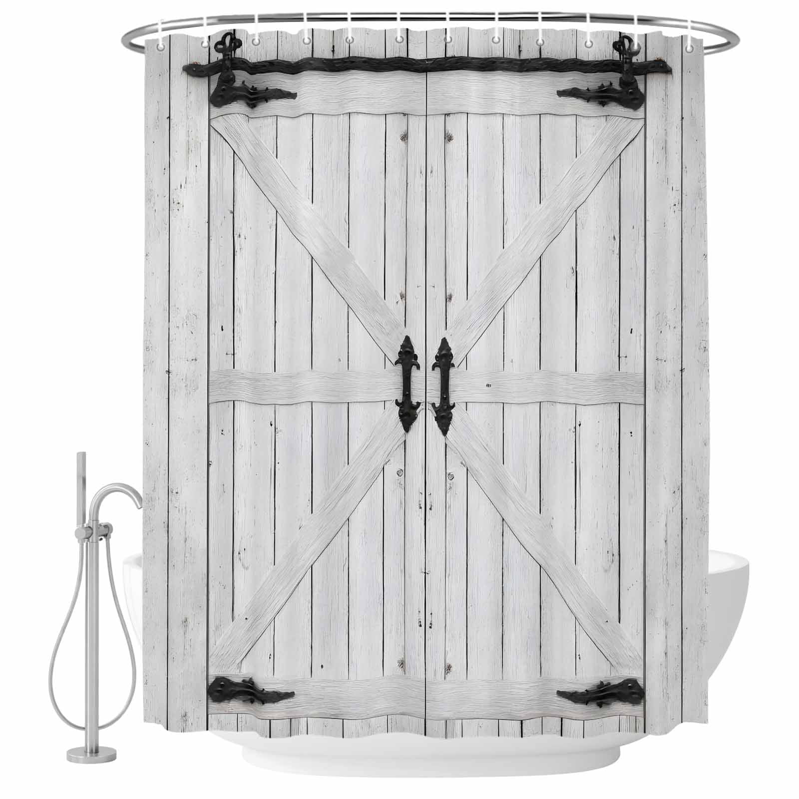 Farmhouse Wood Grain Shower Curtain Set - 48" x 72" Washable Bathtub ...