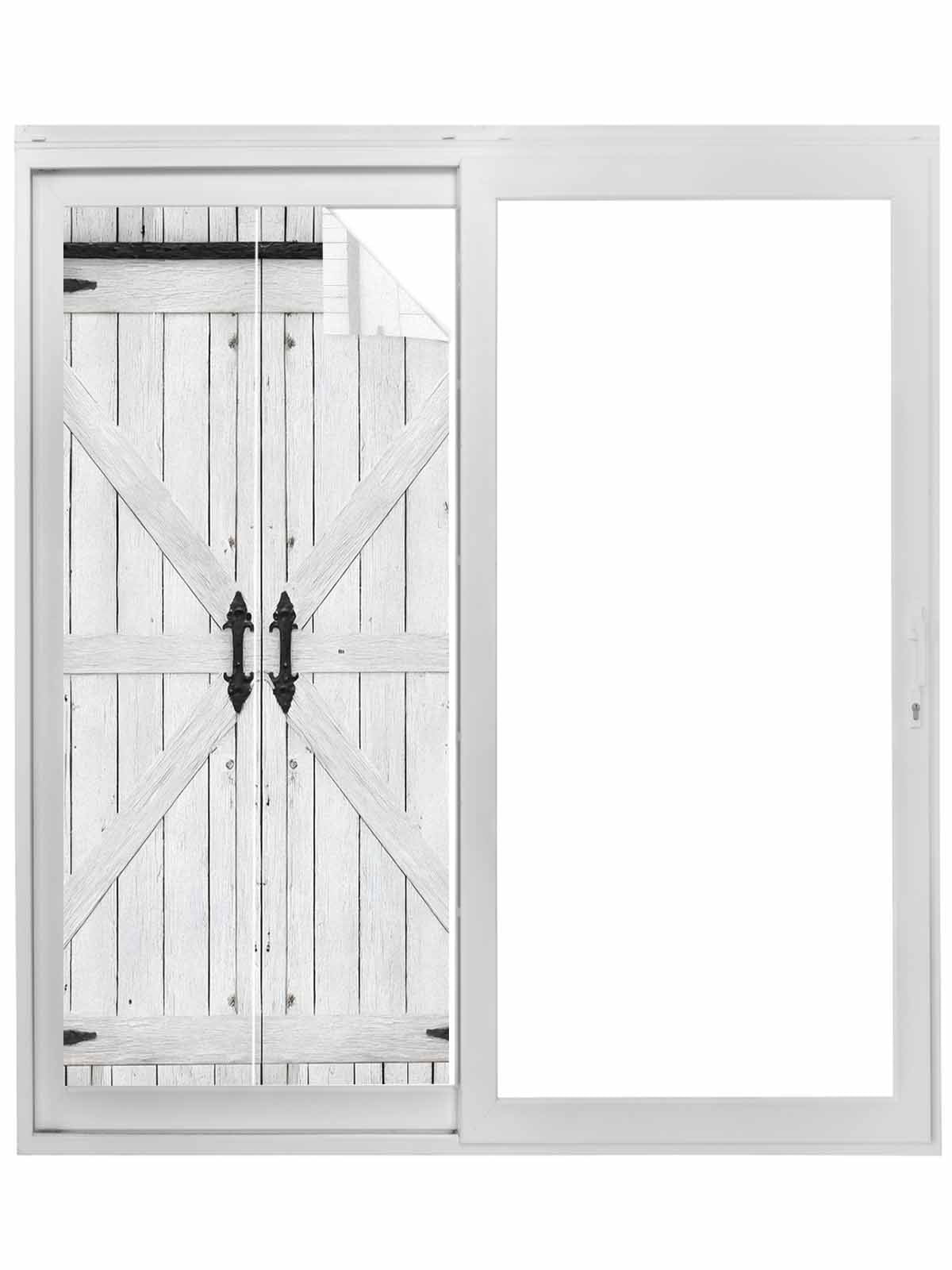 Farmhouse Wood Grain Window Privacy Film, Vintage Country Barn Gate ...