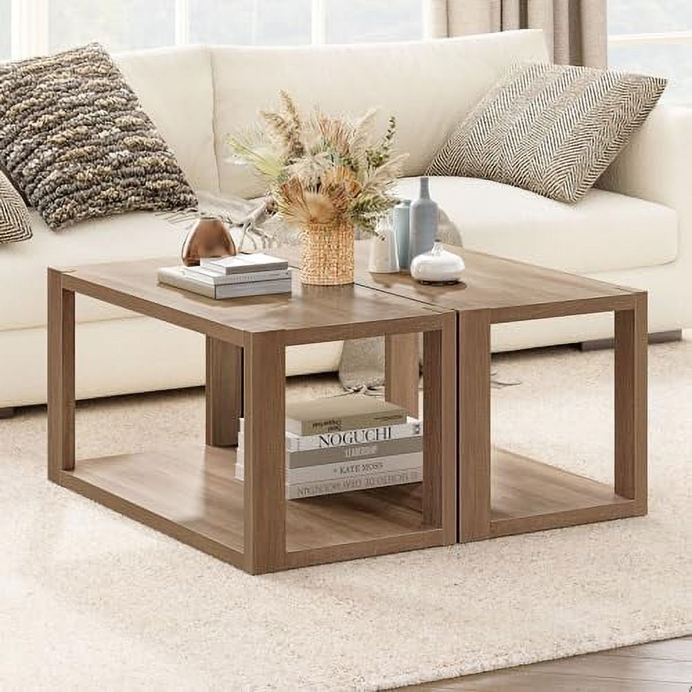 Farmhouse Wood Nesting - Nesting Tables with 2-Tier Rectangle Center ...