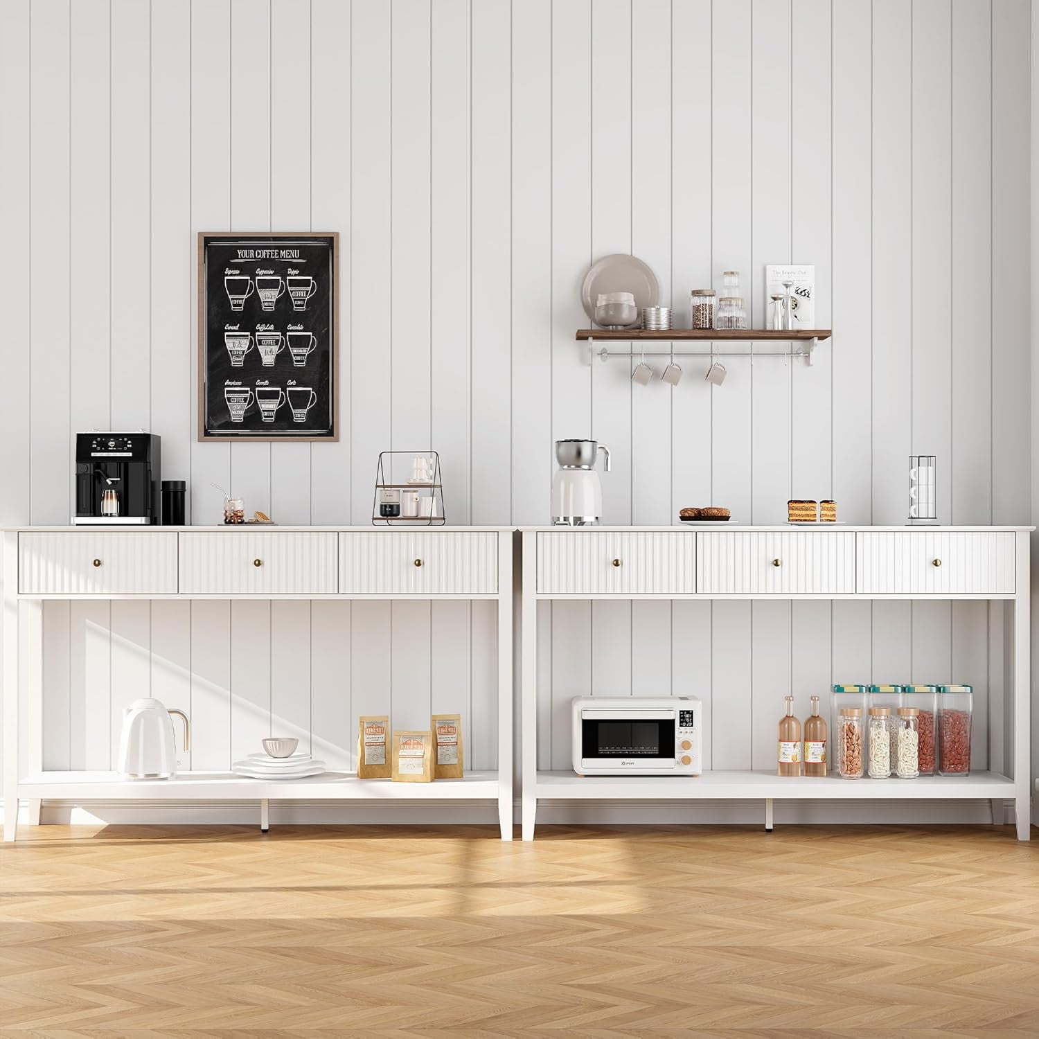 Farmhouse Wood Queen Size Storage Panel Bed Frame Platform Bed 49-inch ...