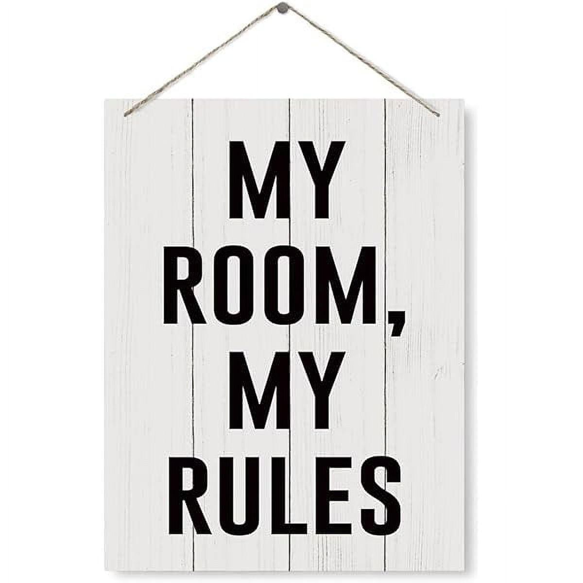 Farmhouse Wood Sign My Room My Rules Sign Decorative Wood Plaque For ...