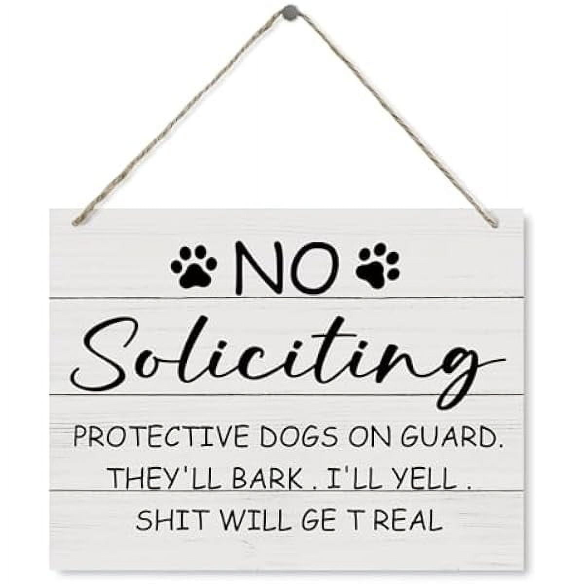 Farmhouse Wood Sign No Soliciting Sign for House Warning Dog Sign ...