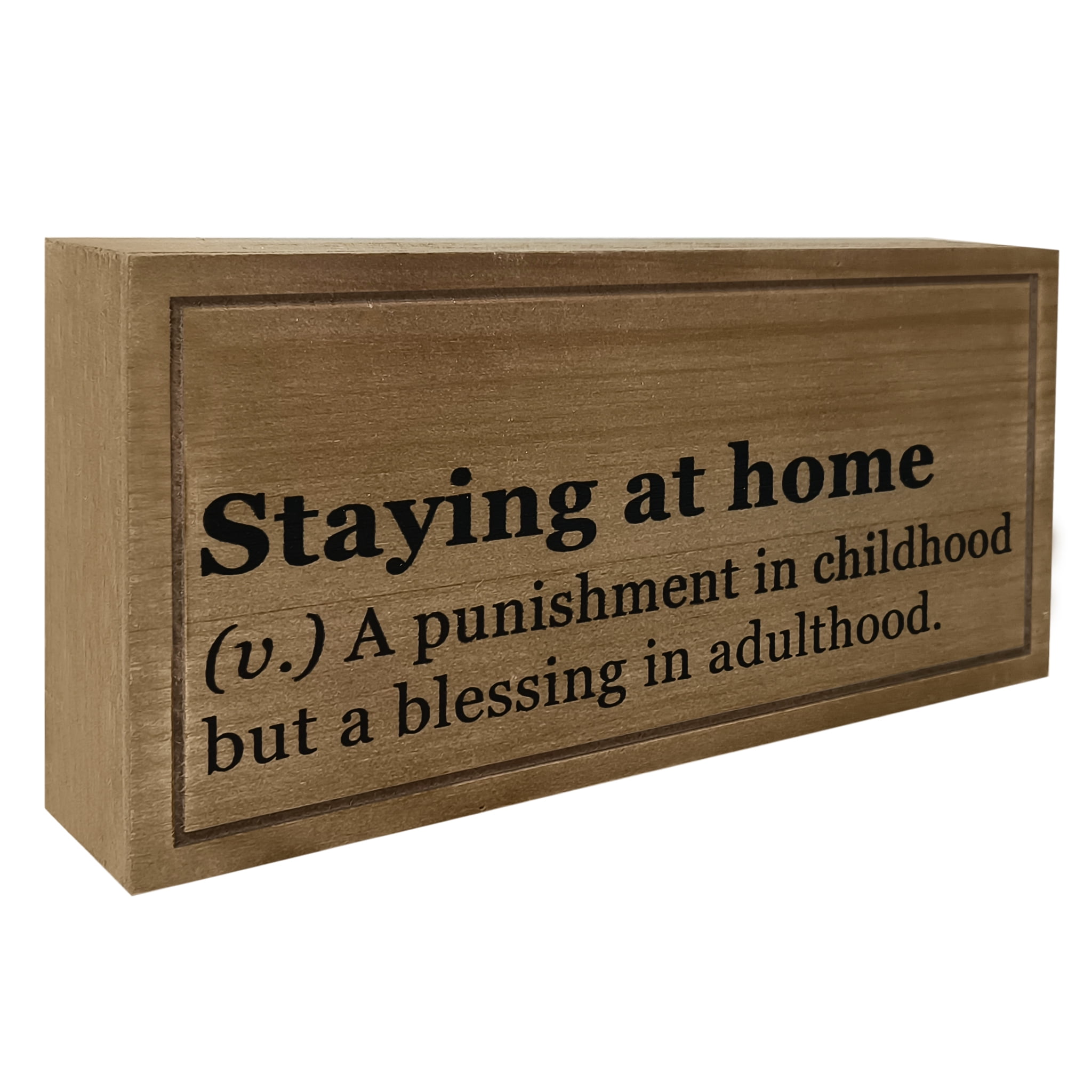 Farmhouse Wood Staying at Home Inspirational Wooden Block Sign ...