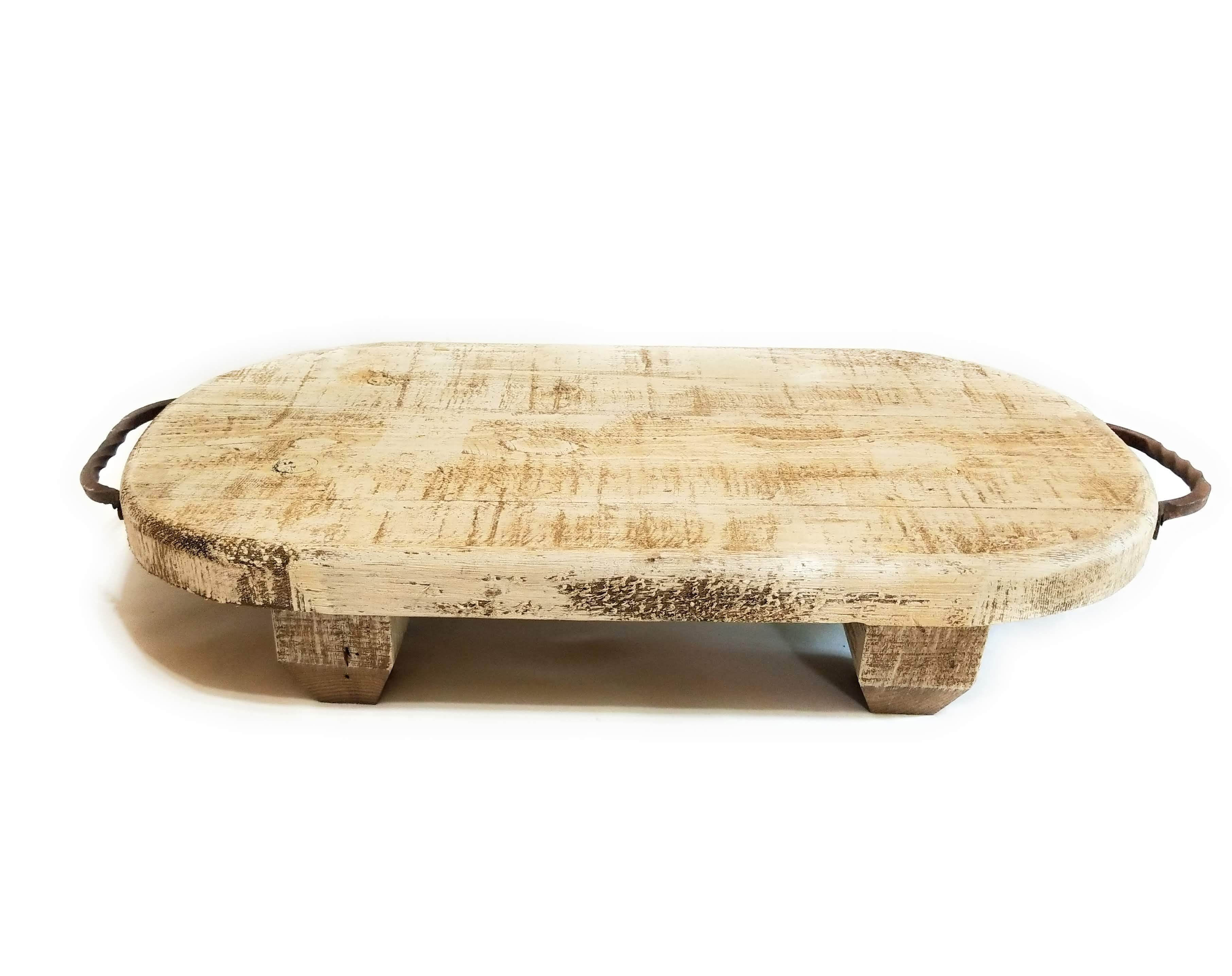 Farmhouse Wood Table Board Tray- The Willow Grange- Rustic White ...