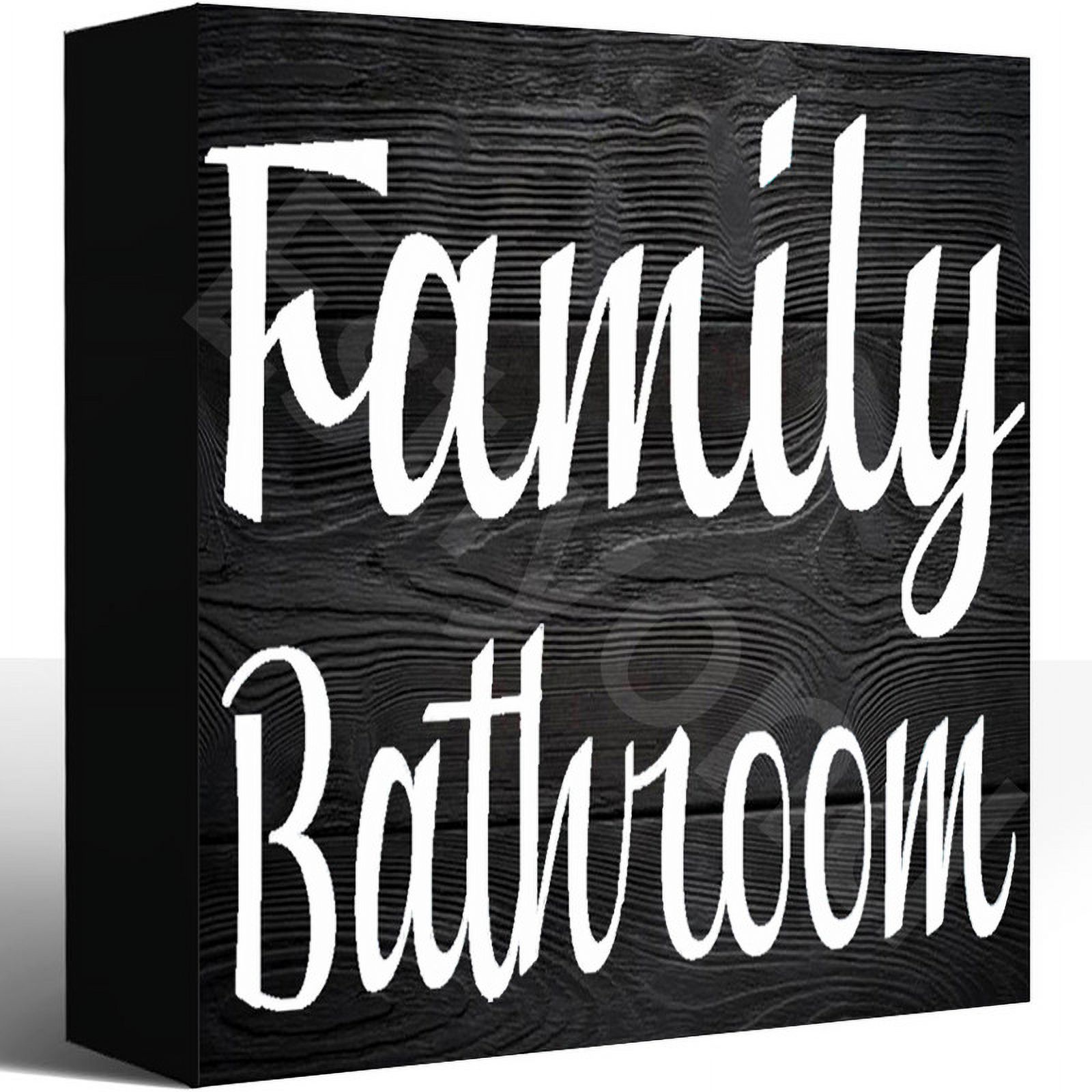 Farmhouse Wooden Box Block Sign, Family Bathroom Wood Sign Bathroom ...