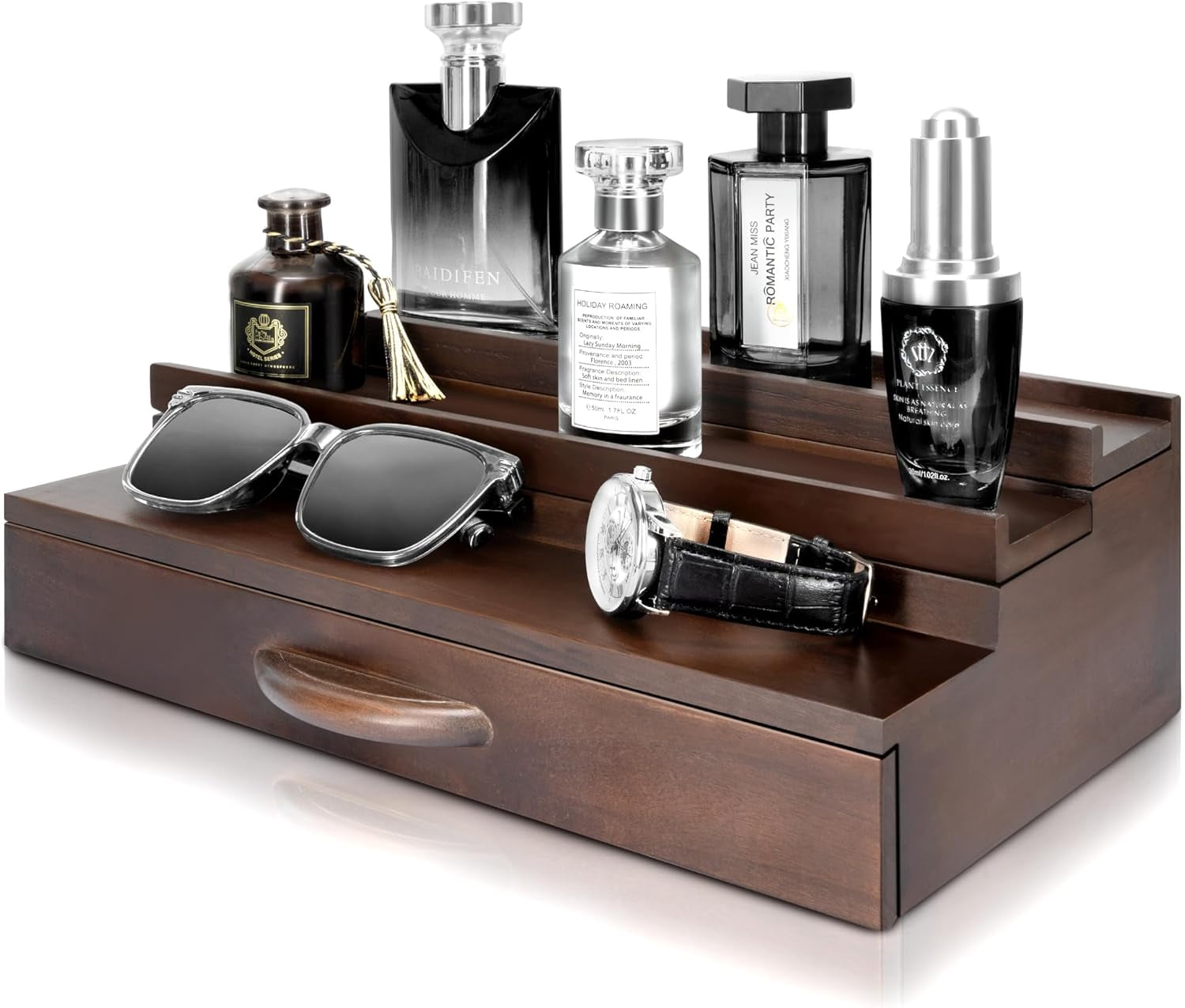 Farmhouse Wooden Cologne Organizer for Men - 3 Tier Perfume Stand ...