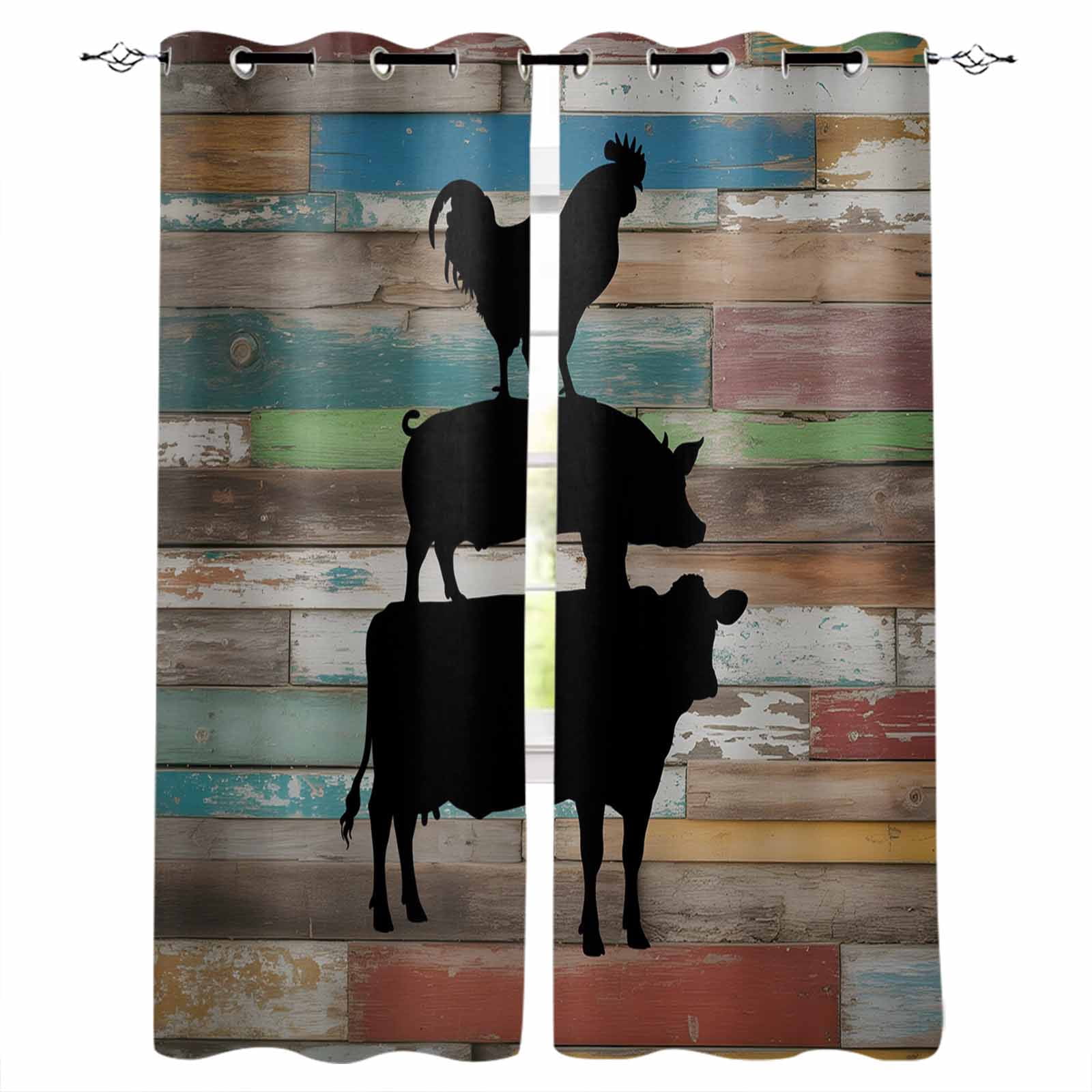 Farmhouse Wooden Grain Blackout Curtains for Bedroom/Living Room ...