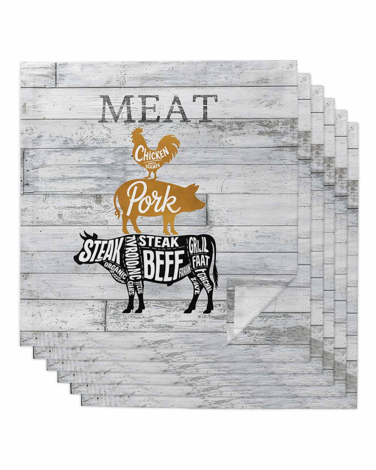 Farmhouse Wooden Grain Cloth Napkins Set of 6 Reusable Dinner Napkins ...