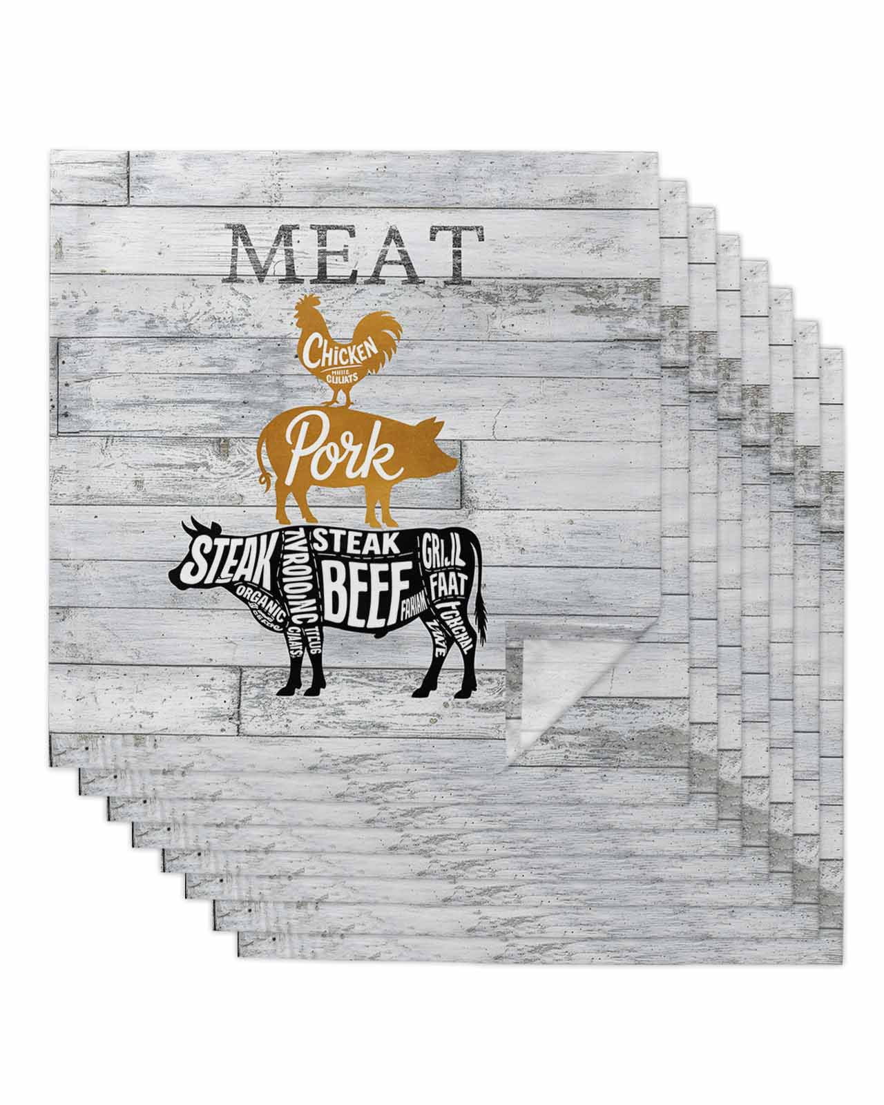 Farmhouse Wooden Grain Cloth Napkins Set of 8 Reusable Dinner Napkins ...