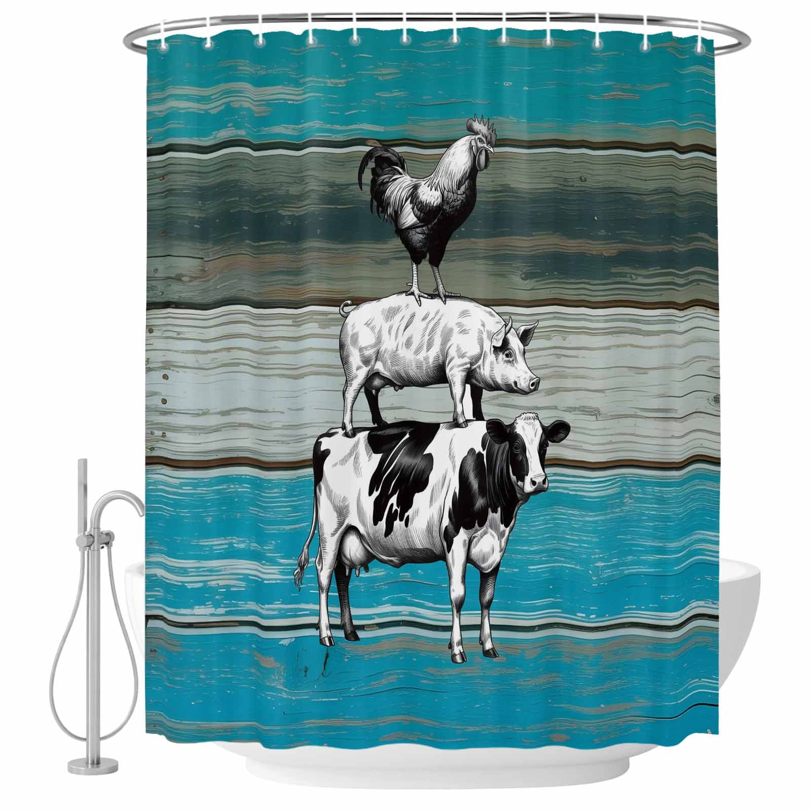 Farmhouse Wooden Grain Shower Curtain, Waterproof Shower Curtains for ...