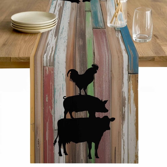 Farmhouse Wooden Grain Table Runner 70 Inches Long Farmhouse Dress ...