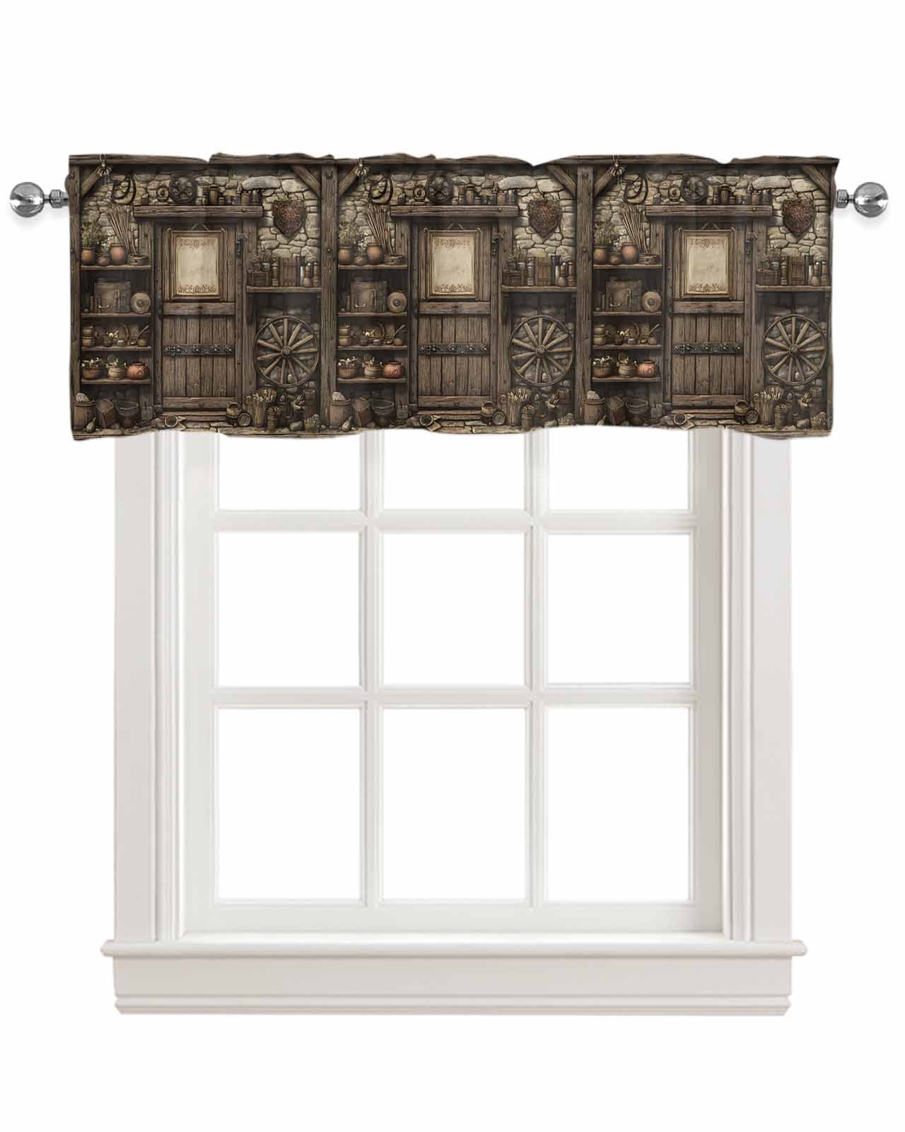 Farmhouse Wooden Kitchen Valances for Windows Farmhouse Linen Window ...