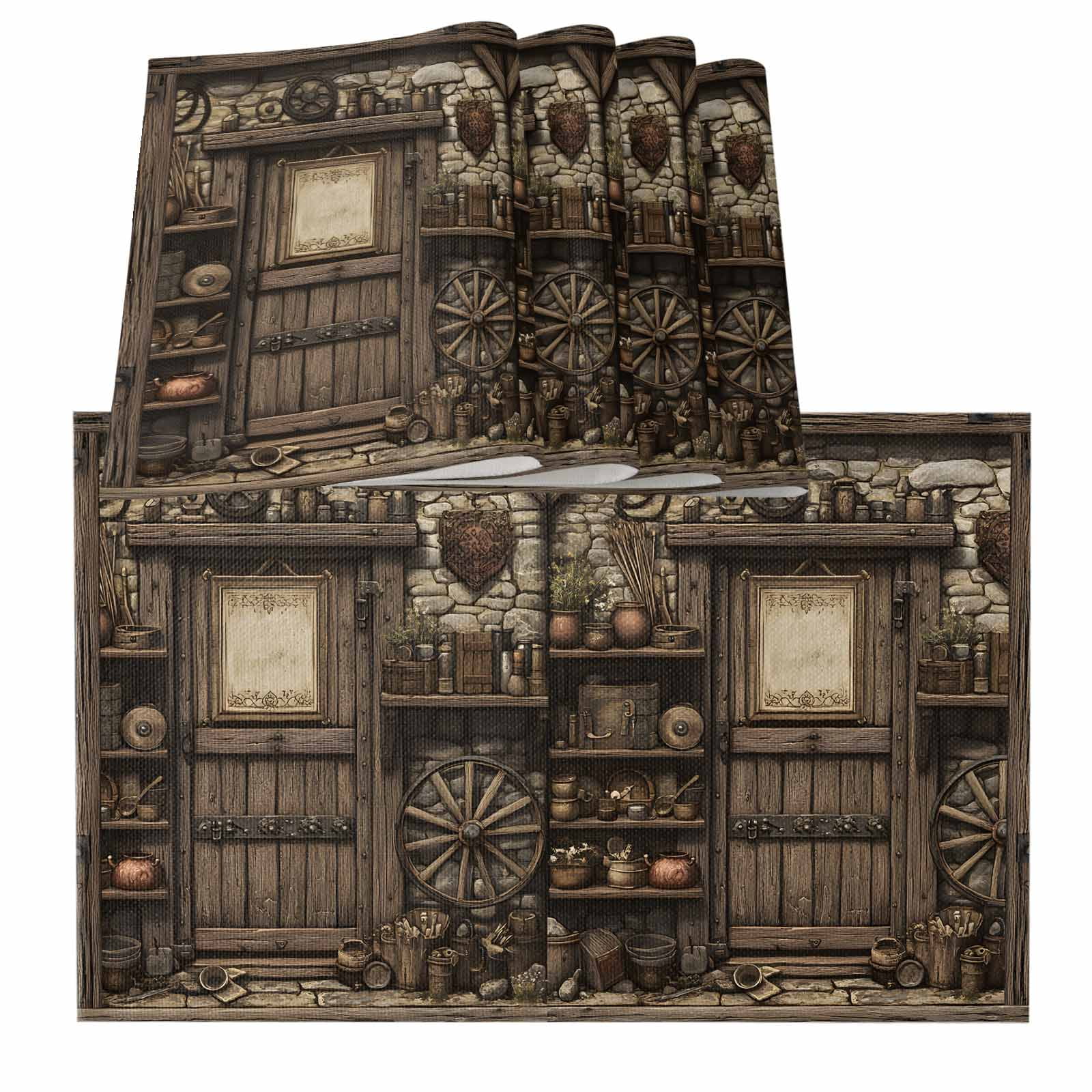 Farmhouse Wooden Placemats for Dinning Table Set of 6, Old Vintage ...