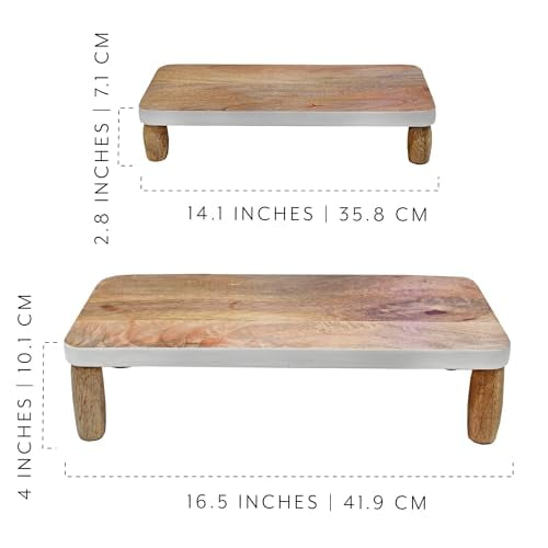 Farmhouse Wooden Risers Set of 2 Rectangular Rustic Decorative Pedestal ...