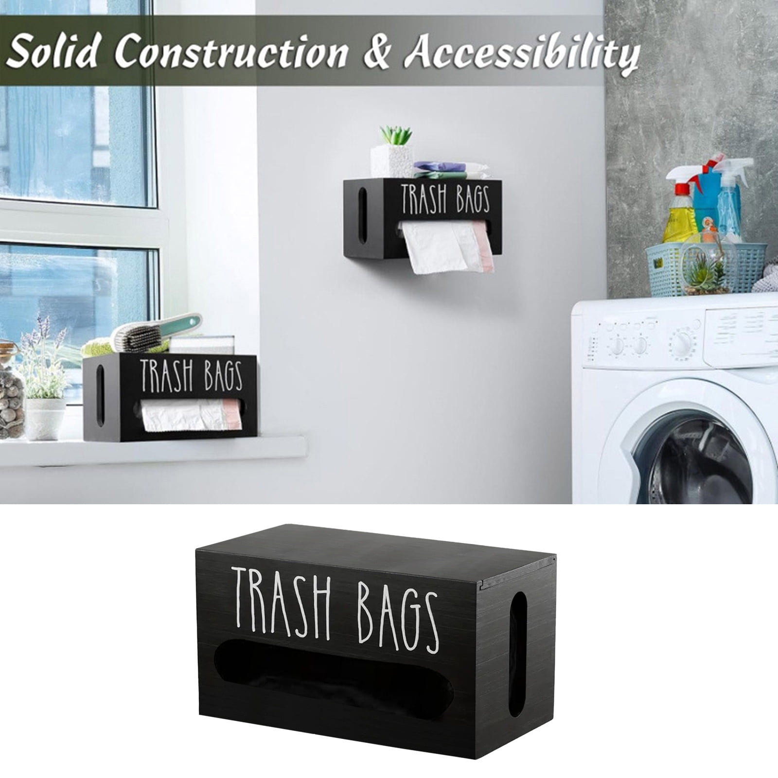 Farmhouse Wooden Bag Dispenser Wall Mounted - Bag Roll Holder Organizer ...