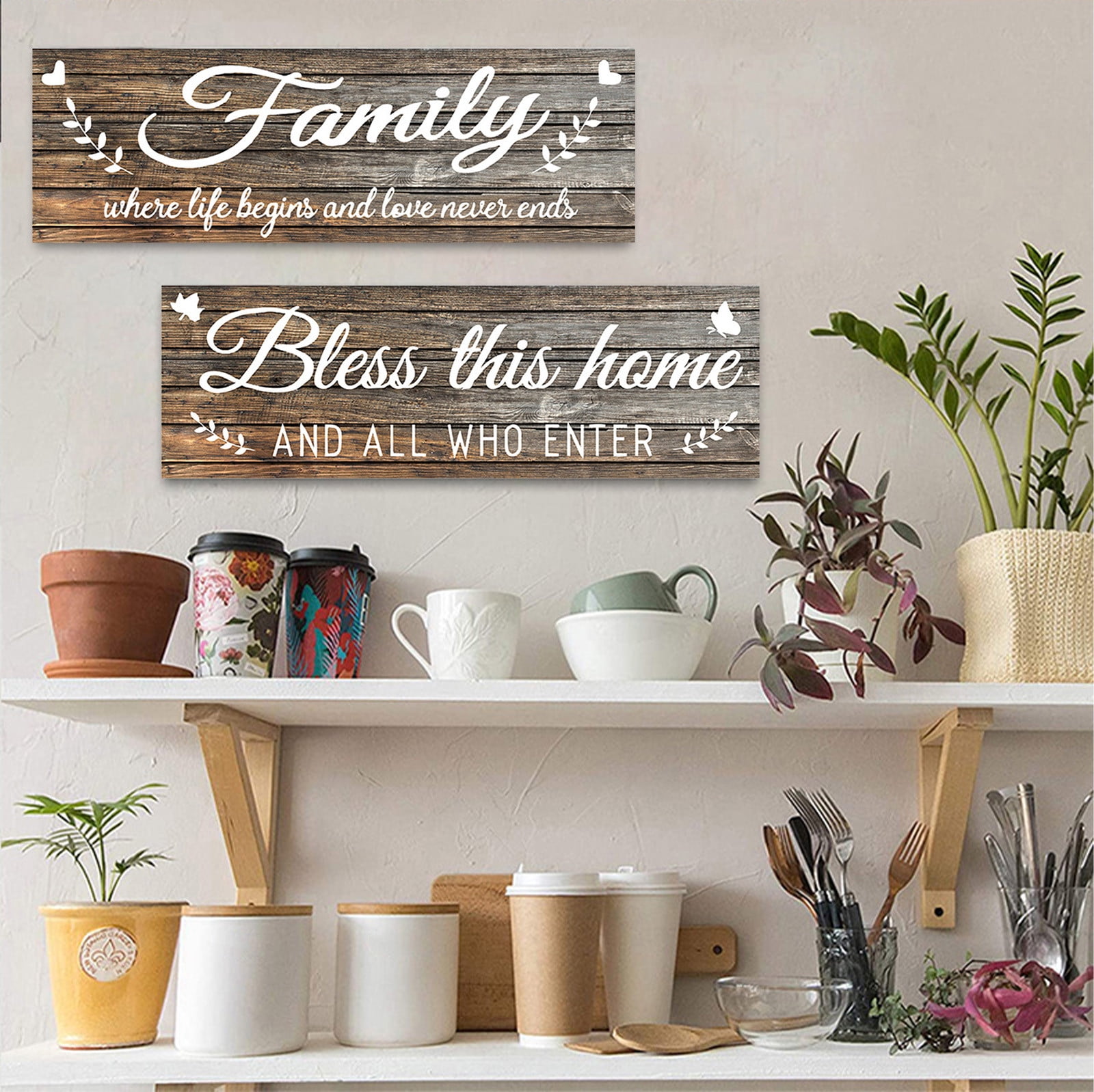 Farmhouse Wooden Wall Signs - Rustic Home Decor for Kitchen, Living ...