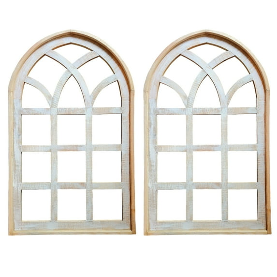 Farmhouse Wooden Wall Window Arch - The Paradise Fields Large Wood ...