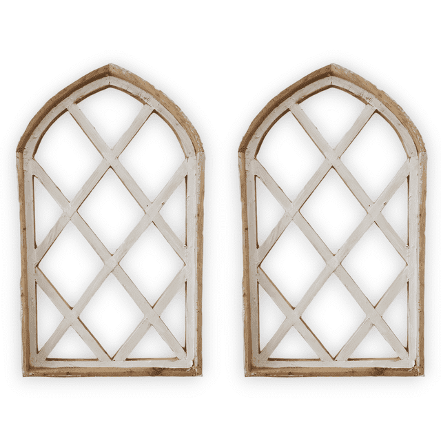 Farmhouse Wooden Wall Window Arch Wood Window - Lattice Gardens Antique ...