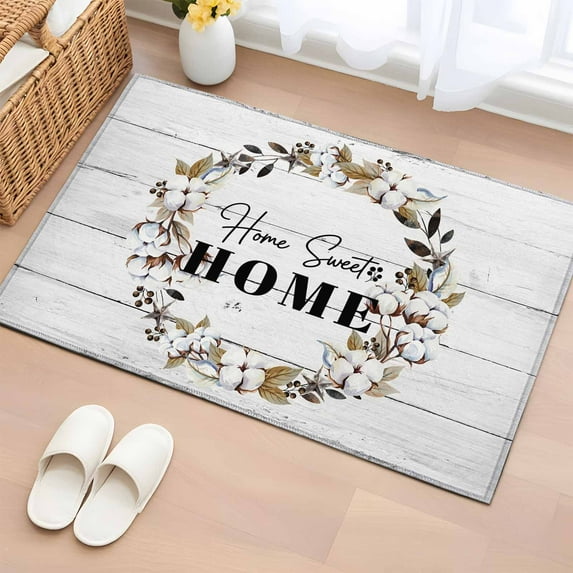 Farmhouse Wreath Bathroom Rug Washable 2x3 Entryway Rug Non Slip Sweet ...