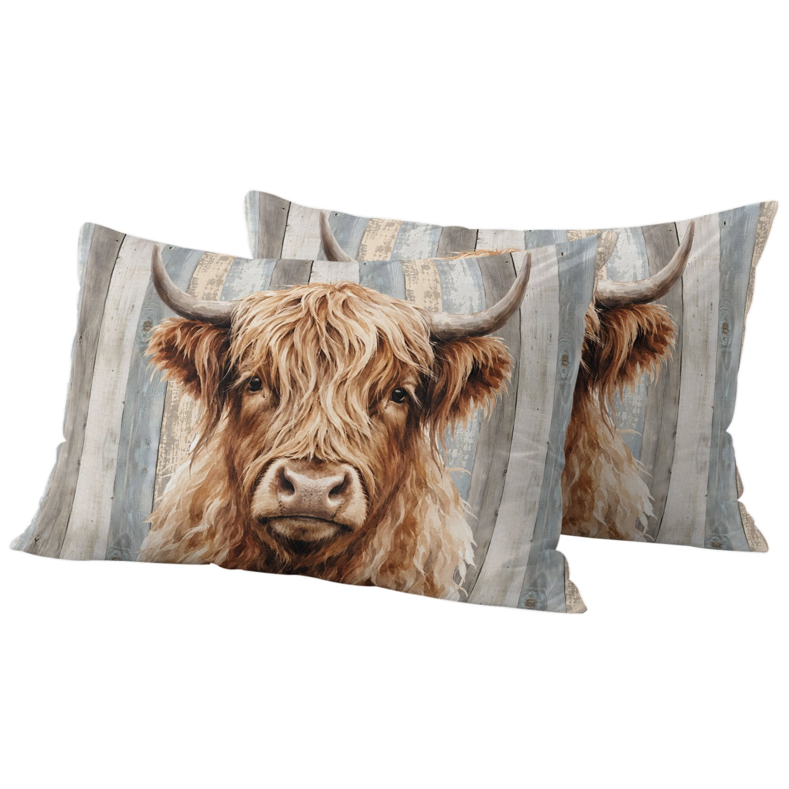 Farmhouse Yaks Outdoor Waterproof Pillow Covers, Country Vintage Wooden ...