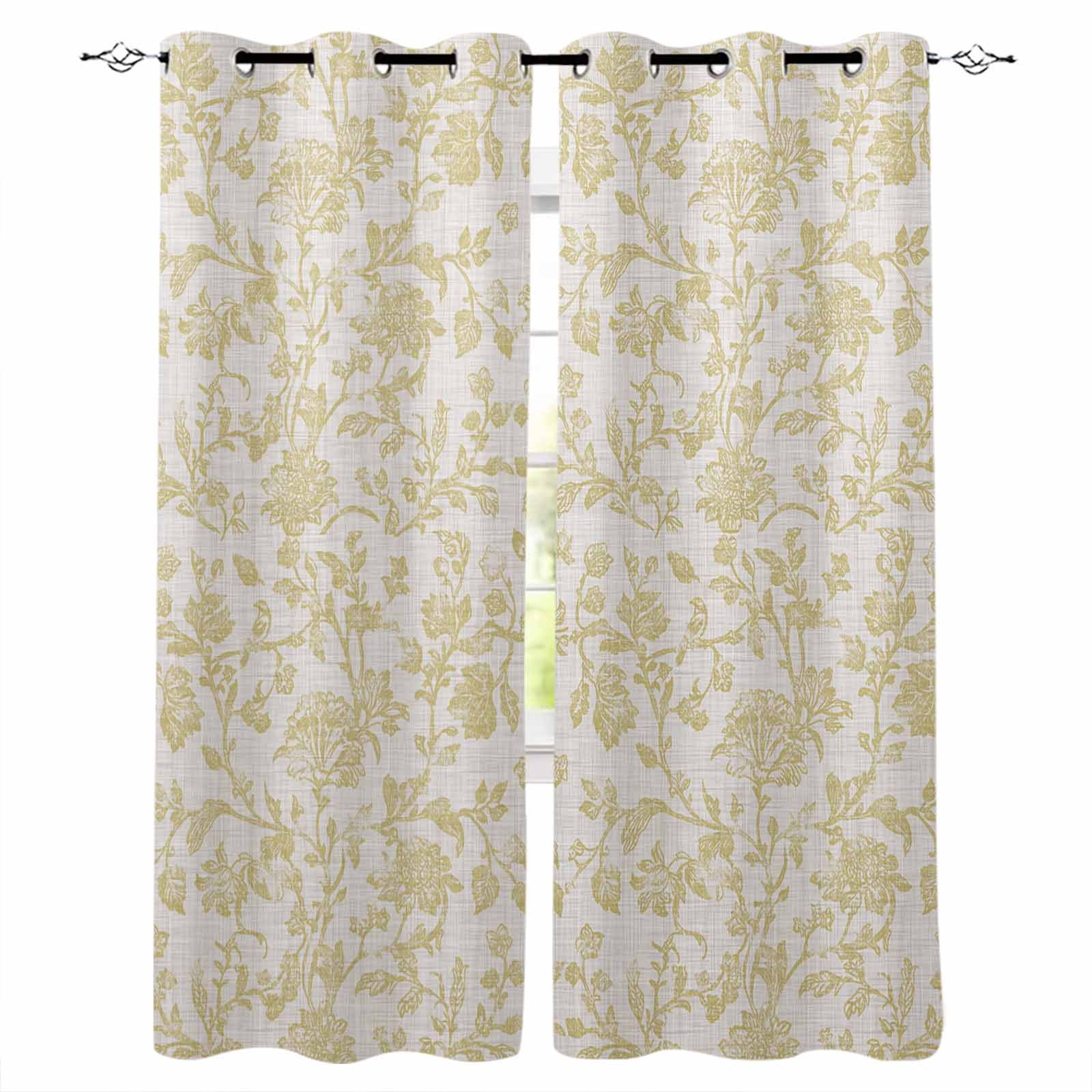 Farmhouse Yellow Blackout Curtains 84 Inches Long for Bedroom, Vintage ...