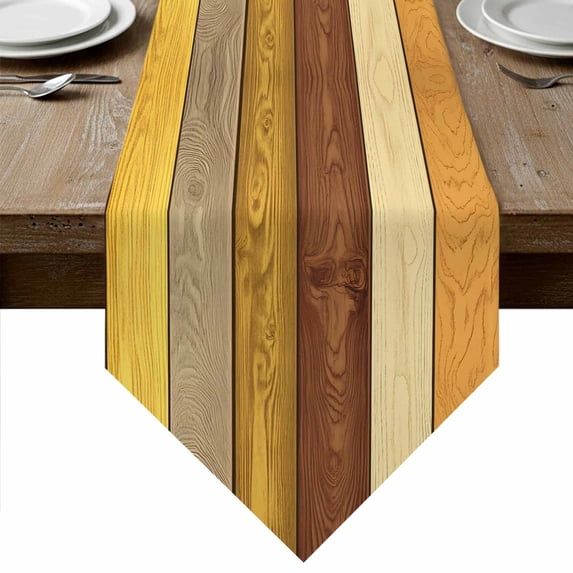 Farmhouse Yellow Brown Table Runner Linen Burlap Table Runner 48 Inches ...